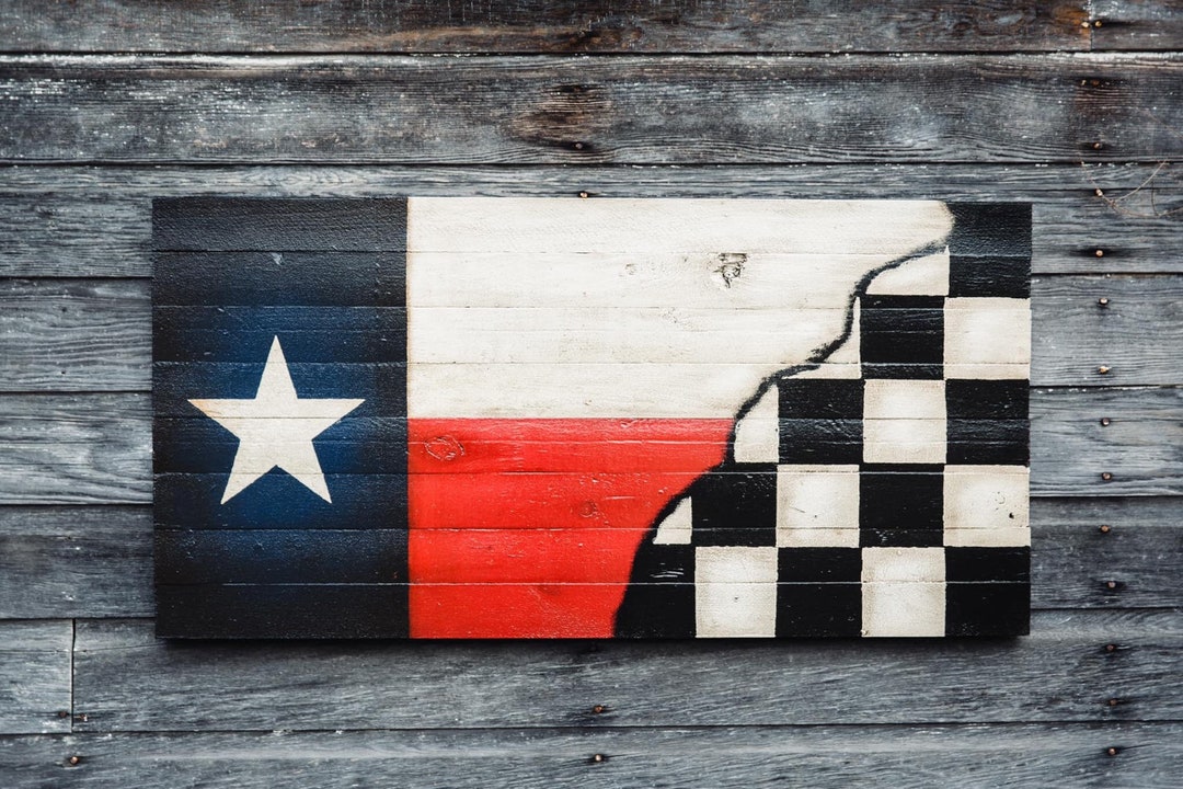 Texas Racing Flag, Texas Checkered Flag, Lone Star Flag, Racing, Rustic ...