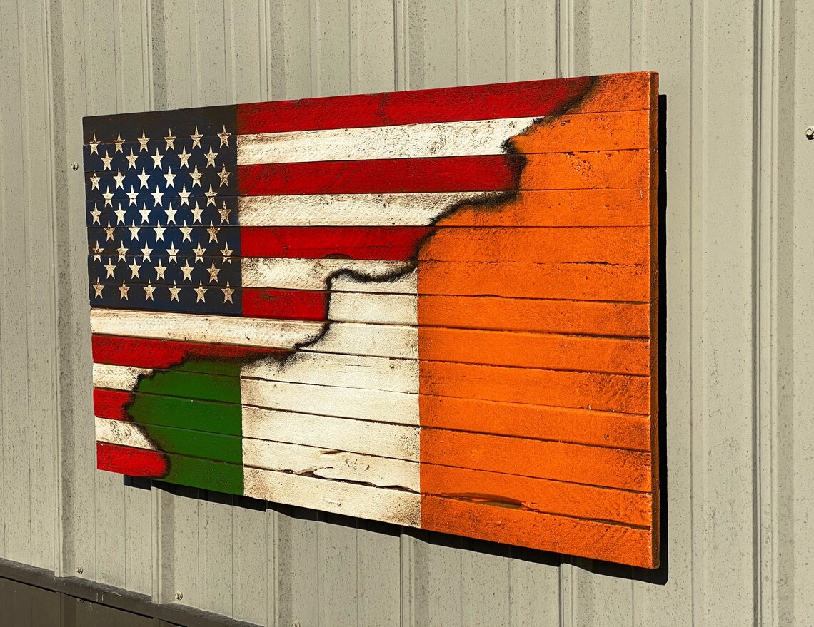 American Irish Flag American Flag Rustic American Flag - Etsy