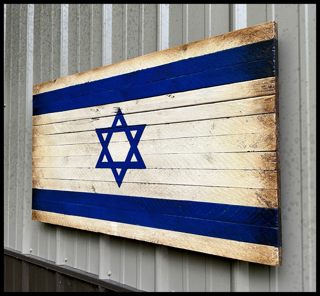 4FT Israel Flag, Flag of Zion, Rustic Wooden Israel Flag, Israel ...