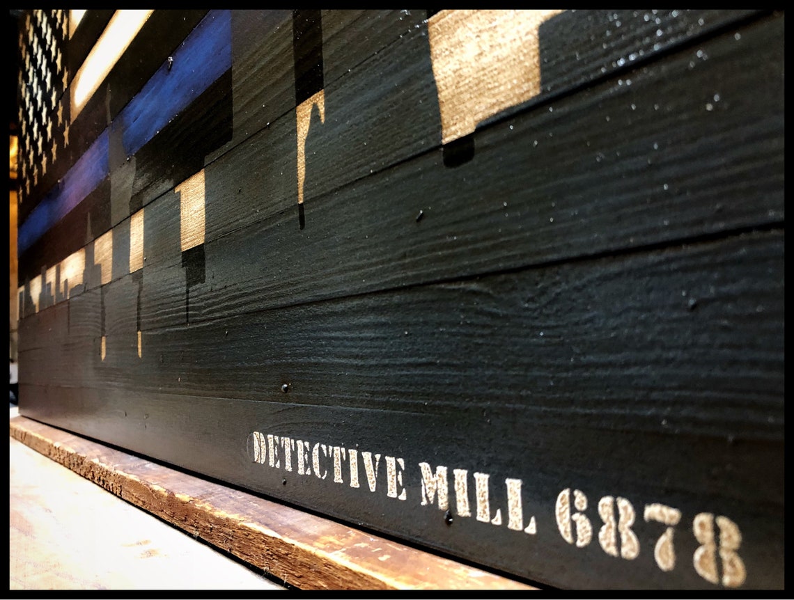 NYPD, New York Blue Line Flag, American Blue Line Flag, Wooden Blue ...