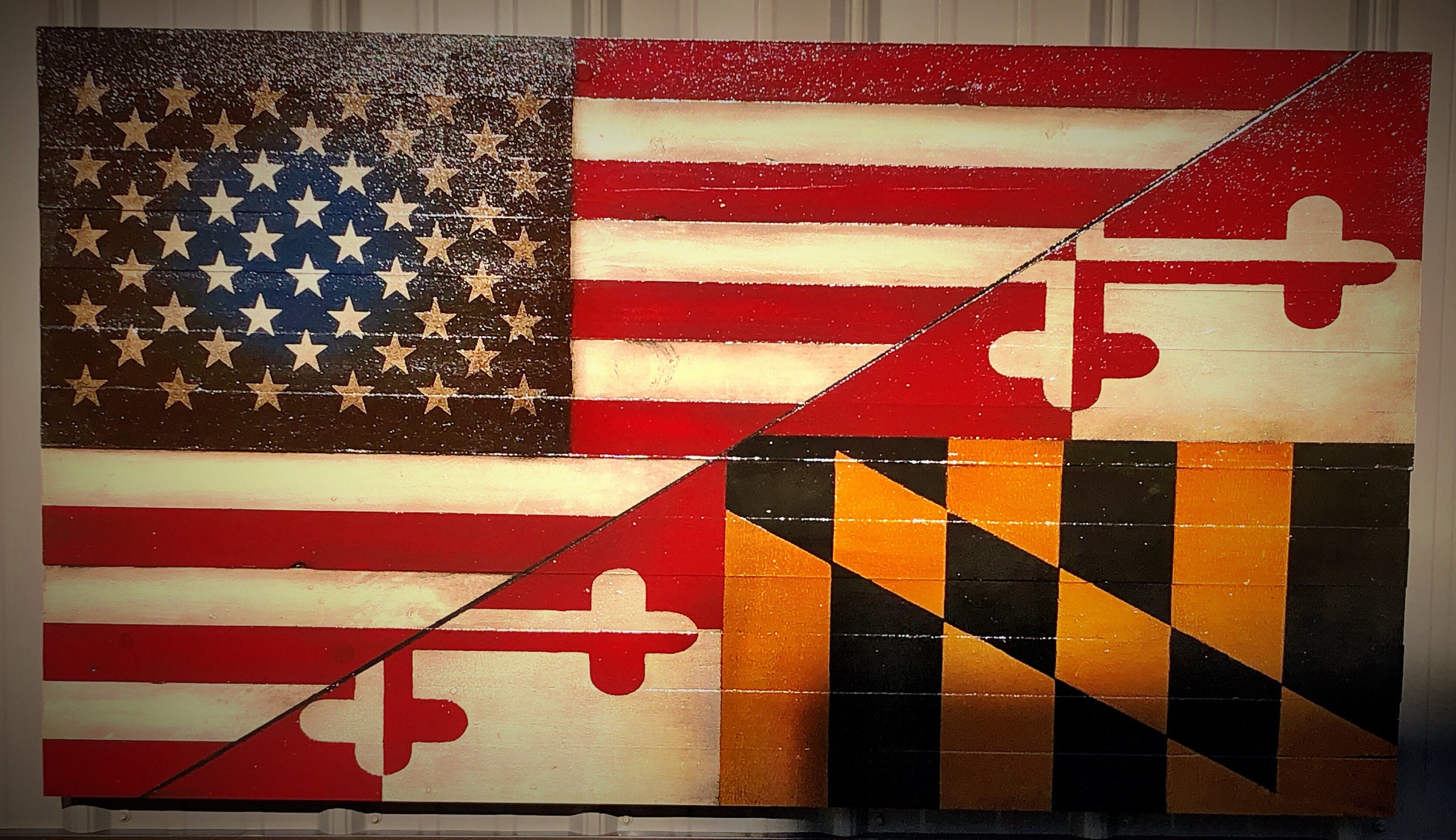 Maryland State Flag Wooden American Flag Rustic American | Etsy