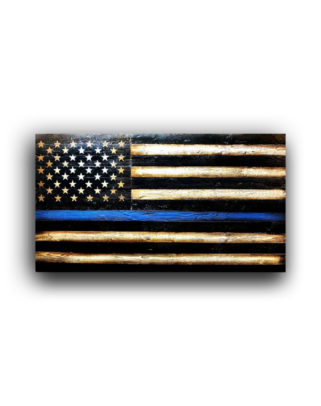 4FT American Blue Line Flag, Wooden Blue Line Flag, Rustic Police Flag ...