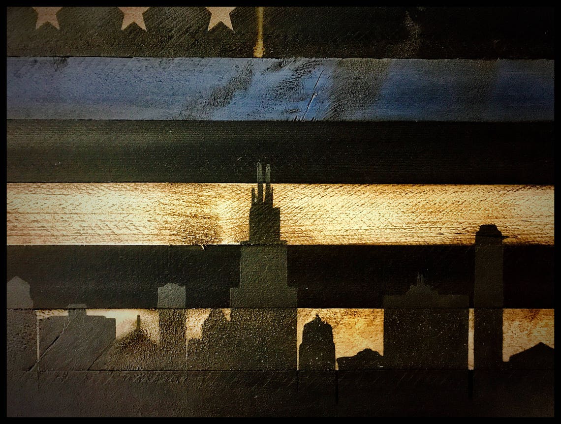 Chicago Blue Line Flag American Blue Line Flag Wooden Blue - Etsy