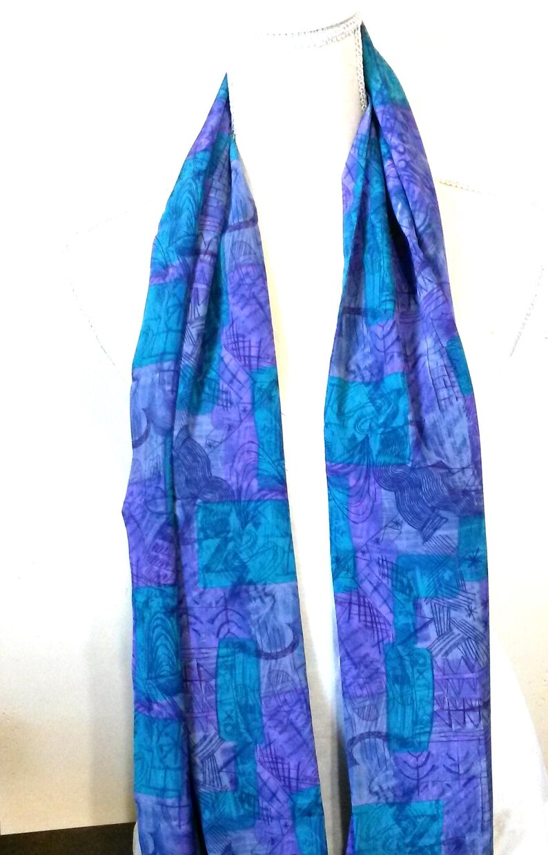 Women's Long, Purple and Turquoise Infinity Scarf, 65 Inches Long, 10 ...