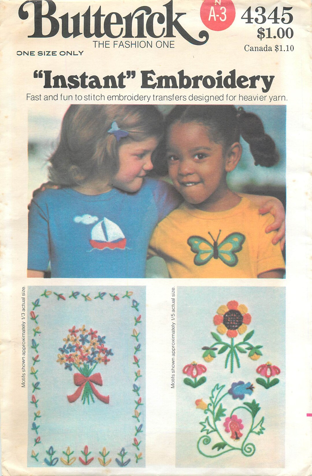 Butterick 4345 Instant Embroidery Transfers, Fast and Fun, Designed for ...