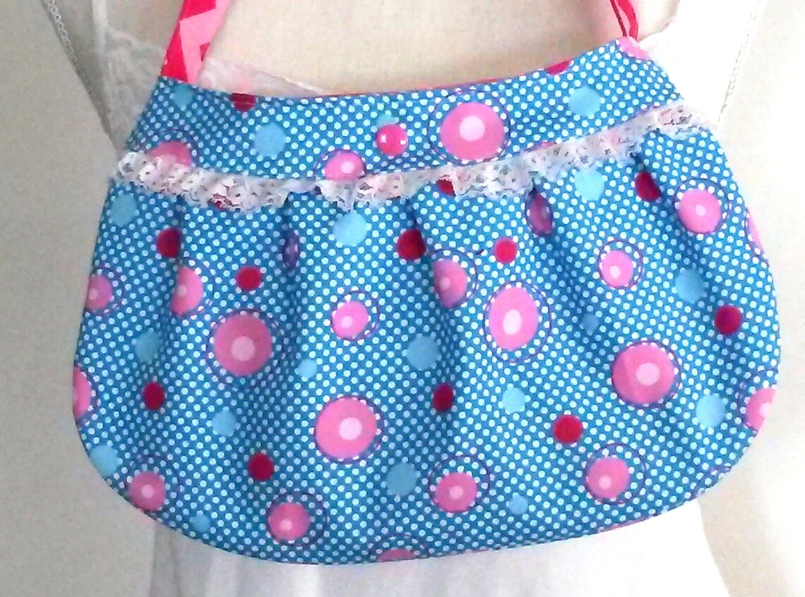 Little Girl's Purse Using Buttercup Pattern, Blue With Pink, Blue and ...