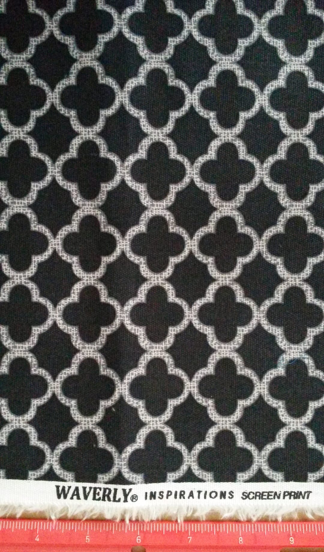 Waverly Inspirations Screen Print, Gray Medallion on Black Decorator ...