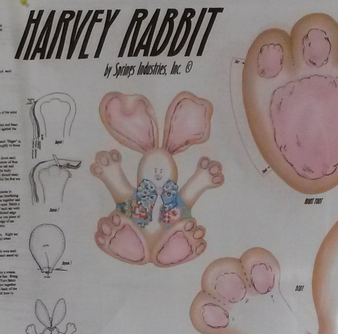Vintage harvey Rabbit Fabric Panel Wall Hanging to Cut and Sew From ...