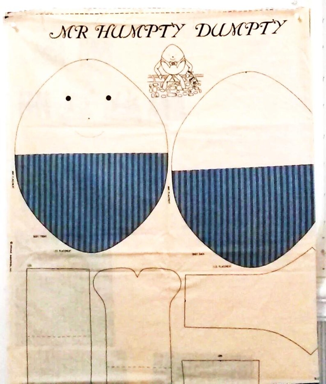 Vintage "mr. Humpty Dumpty" Fabric Panel for Cut, Sew and Stuff Doll ...
