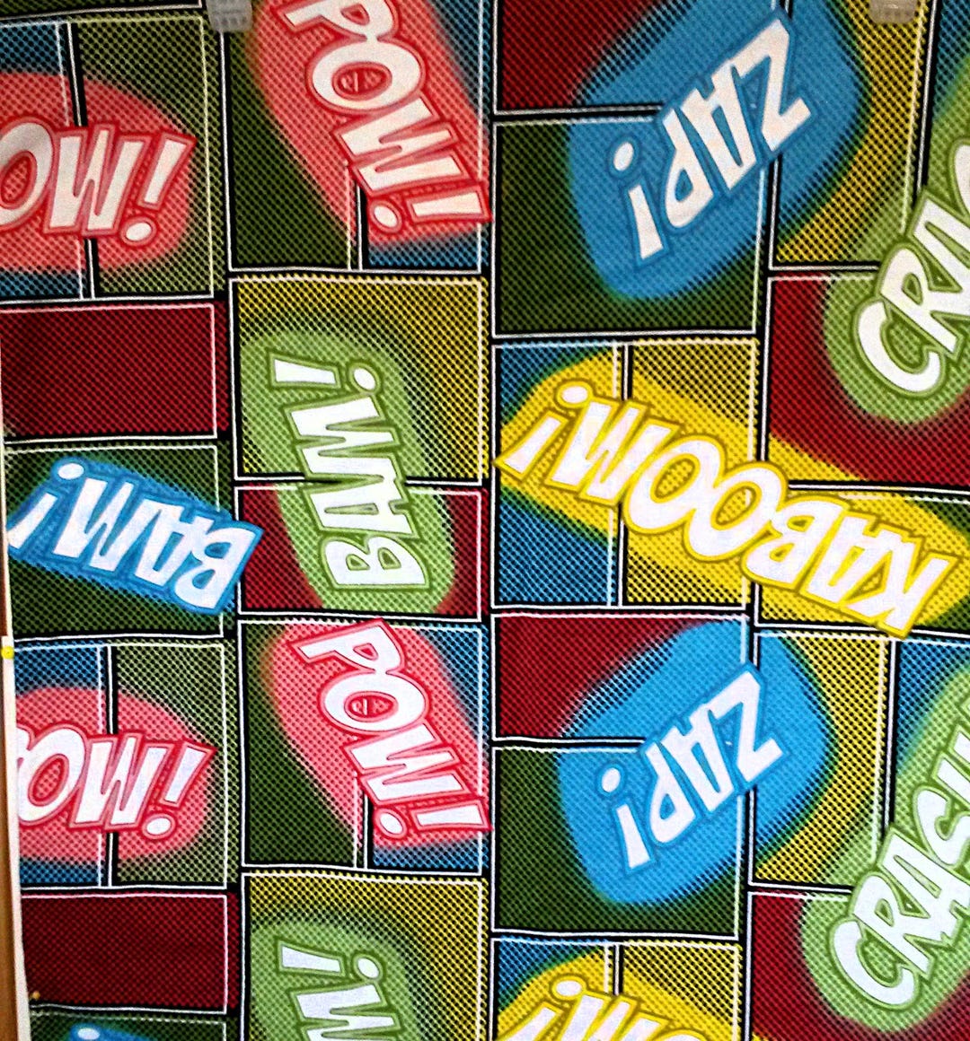 Superhero Comic Book Flannel Fabric - Jo-ann Fabrics - Colorful Kaboom ...