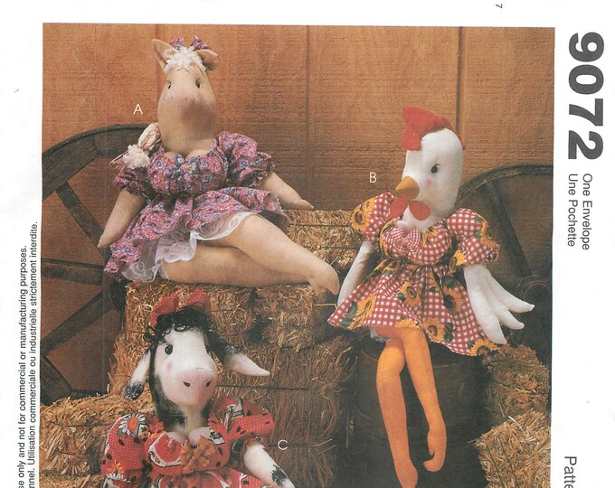 Mccall's Crafts 9072 Sewing Pattern for "barnyard Babes" a Pig, Chicken and Horse (cow?) With ...
