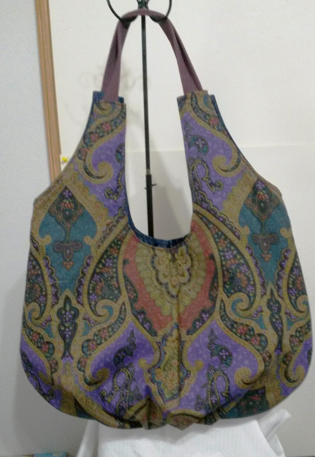 Large Boho Hobo Bag, Size 14 X 21. Subdued Paisley Ethnic Design. Two ...