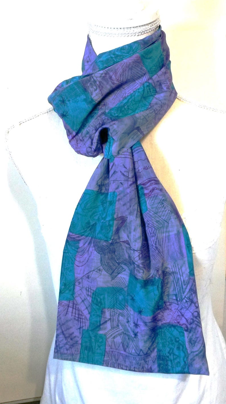 Women's Long, Purple and Turquoise Infinity Scarf, 65 Inches Long, 10 ...