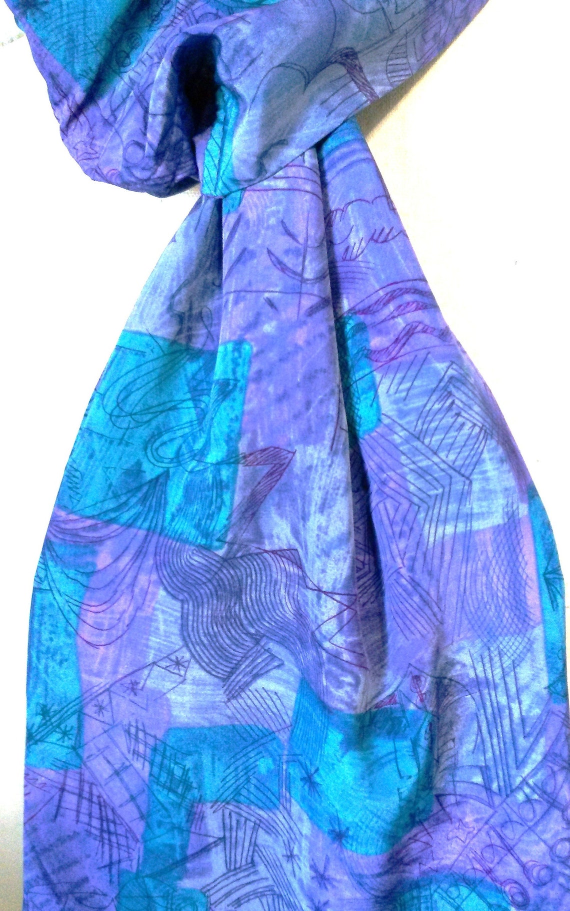 Women's Long, Purple and Turquoise Infinity Scarf, 65 Inches Long, 10 ...