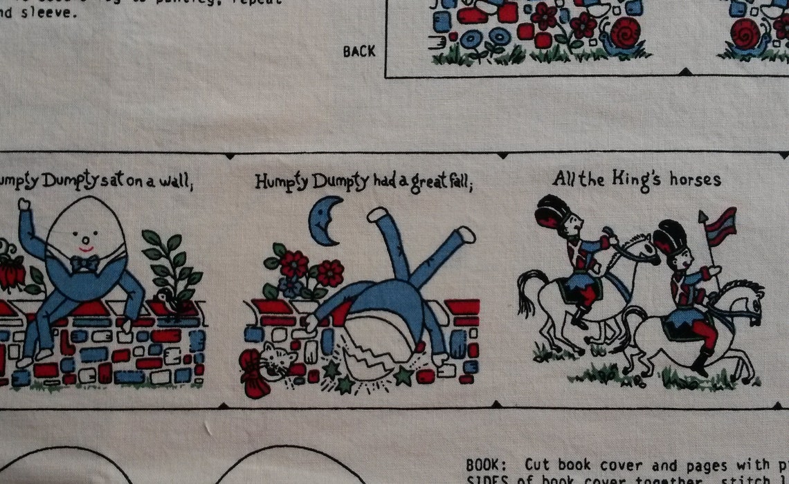 Vintage Mr. Humpty Dumpty Fabric Panel for Cut | Etsy