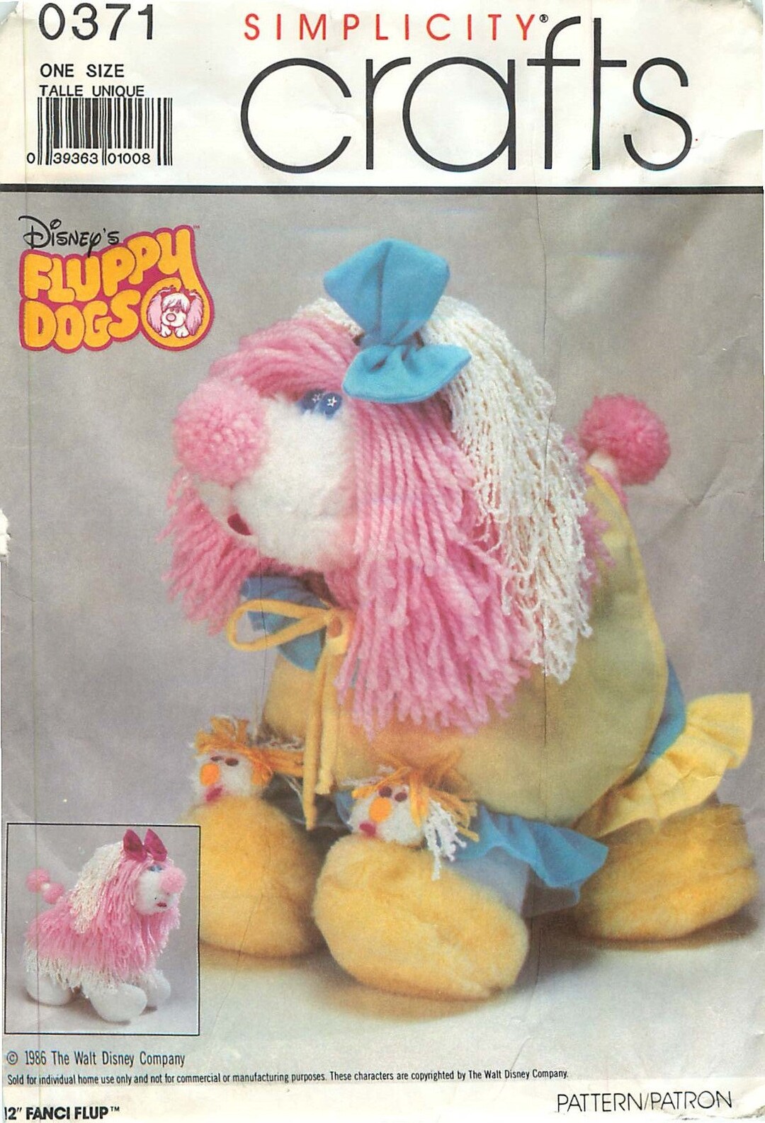 Simplicity Crafts 0371 Sewing Pattern for Disney's 12" "fanci Flup ...