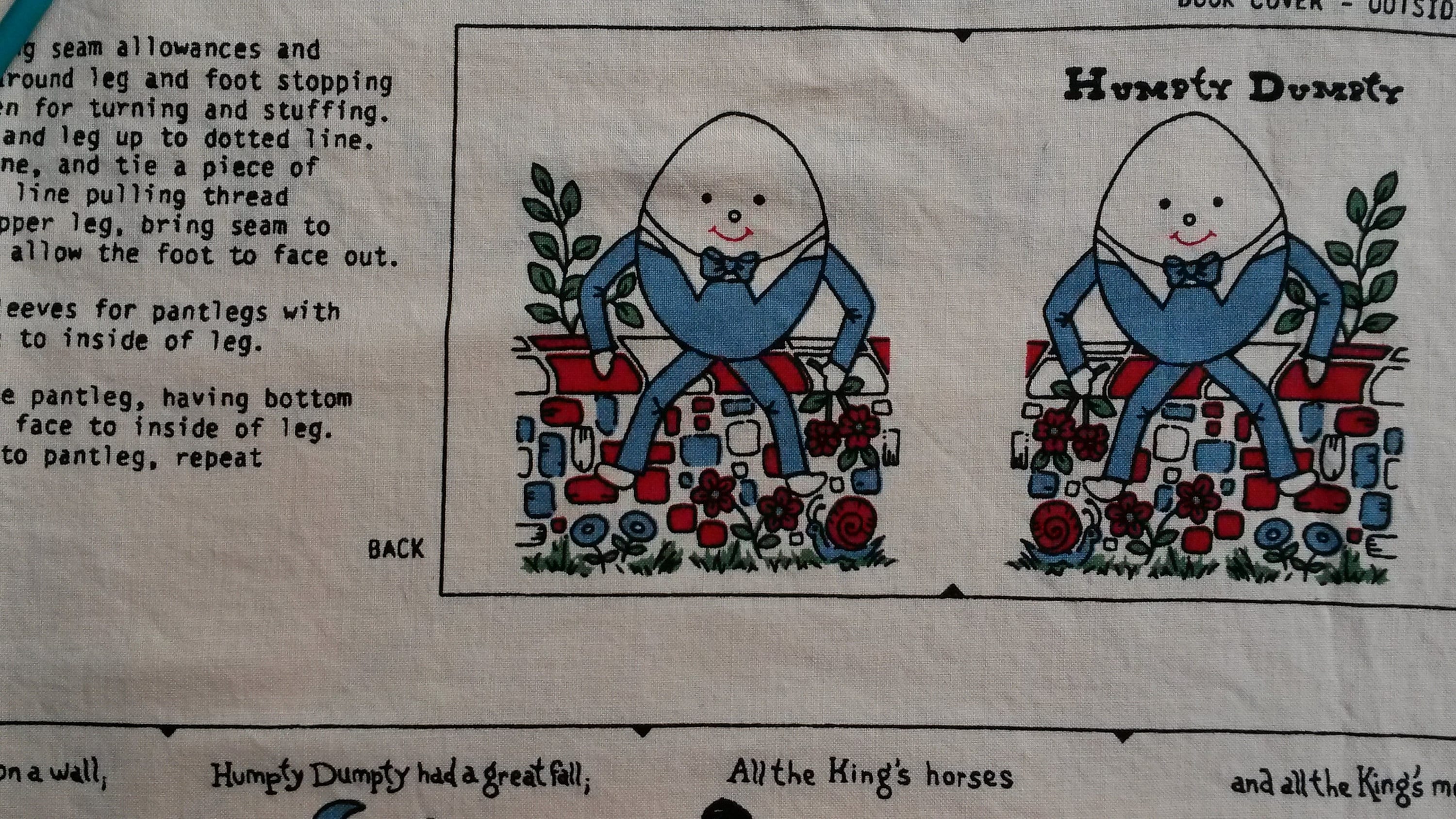 Vintage mr. Humpty Dumpty Fabric Panel for Cut - Etsy