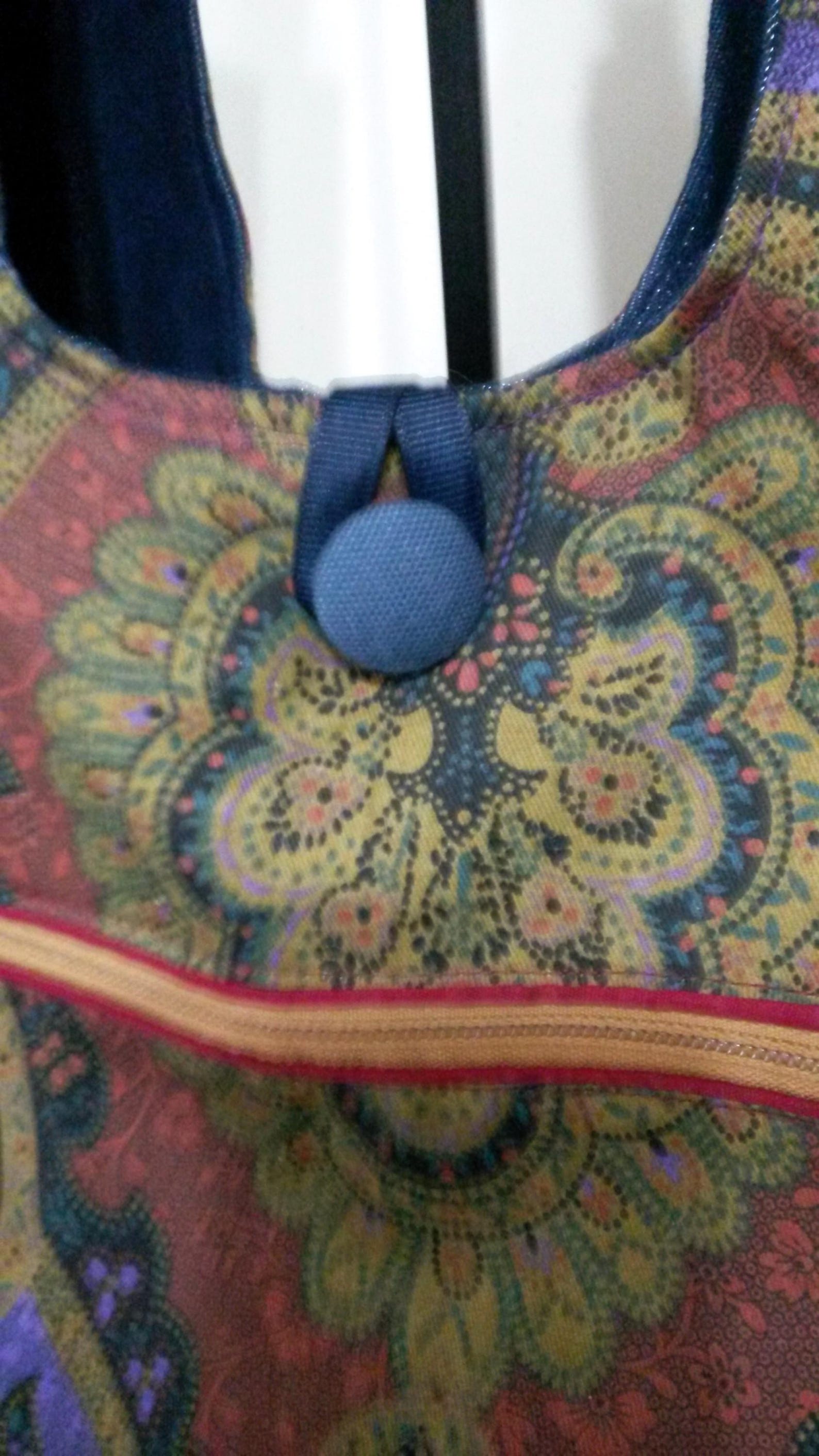 Large Boho Hobo Bag, Size 14" X 21". Subdued Paisley Ethnic Design. Two ...