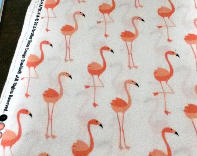 Vintage 2015 Brother Sister Design Studio Peach Flamingo Fabric. 46' by ...