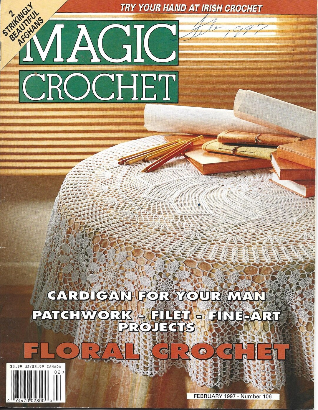 1997 Magic Crochet Magazine, Choice of Feb #106, Aug #109, Oct #110 and ...