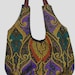 Large Boho Hobo Bag, Size 14" X 21". Subdued Paisley Ethnic Design. Two ...