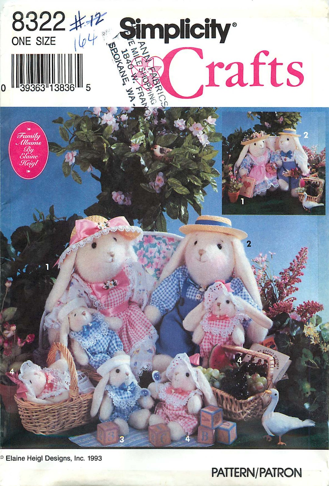 Simplicity Crafts 8322 Sewing Pattern for 12 and 5 Bunnies With Clothes ...