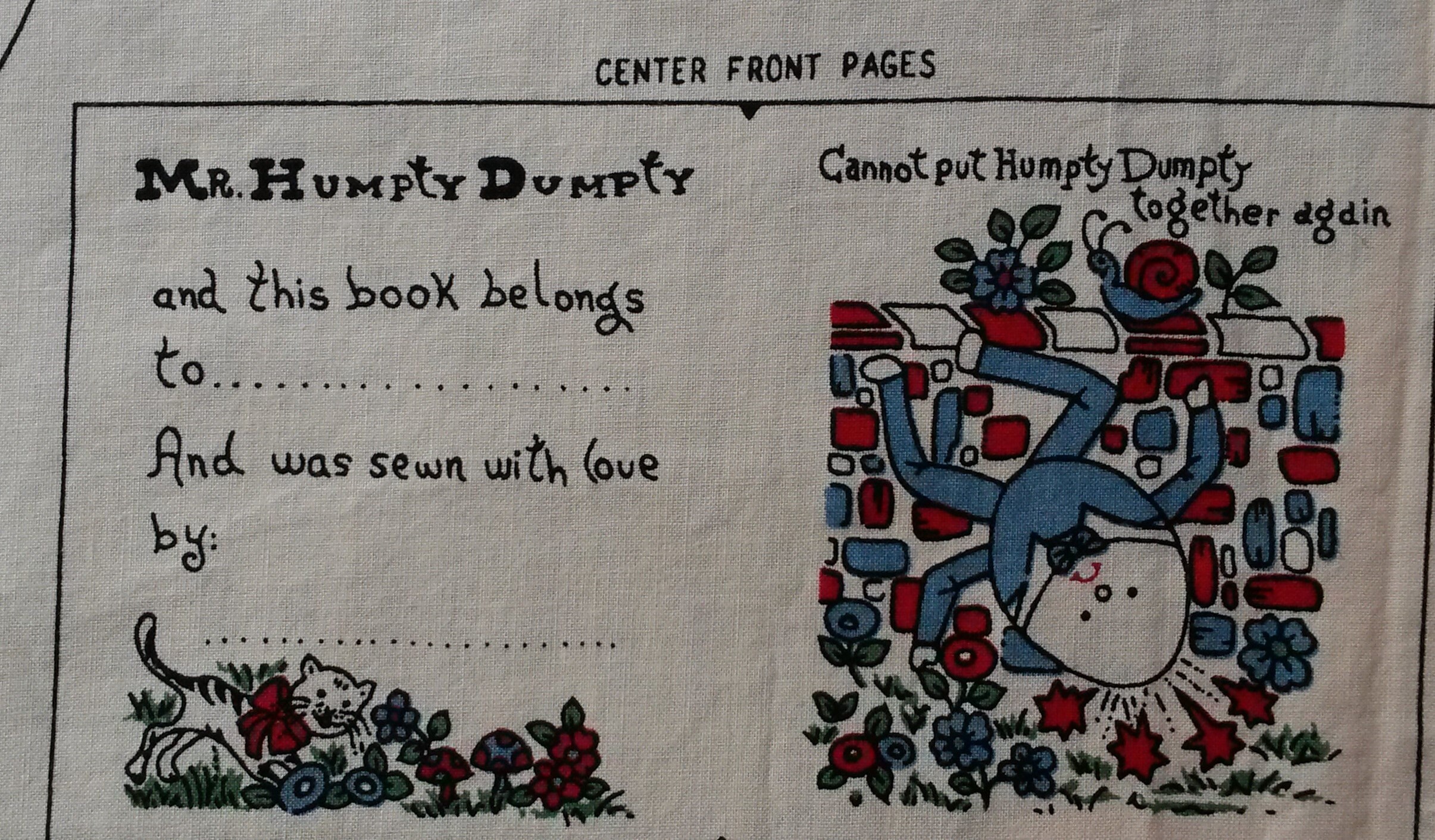 Vintage mr. Humpty Dumpty Fabric Panel for Cut - Etsy