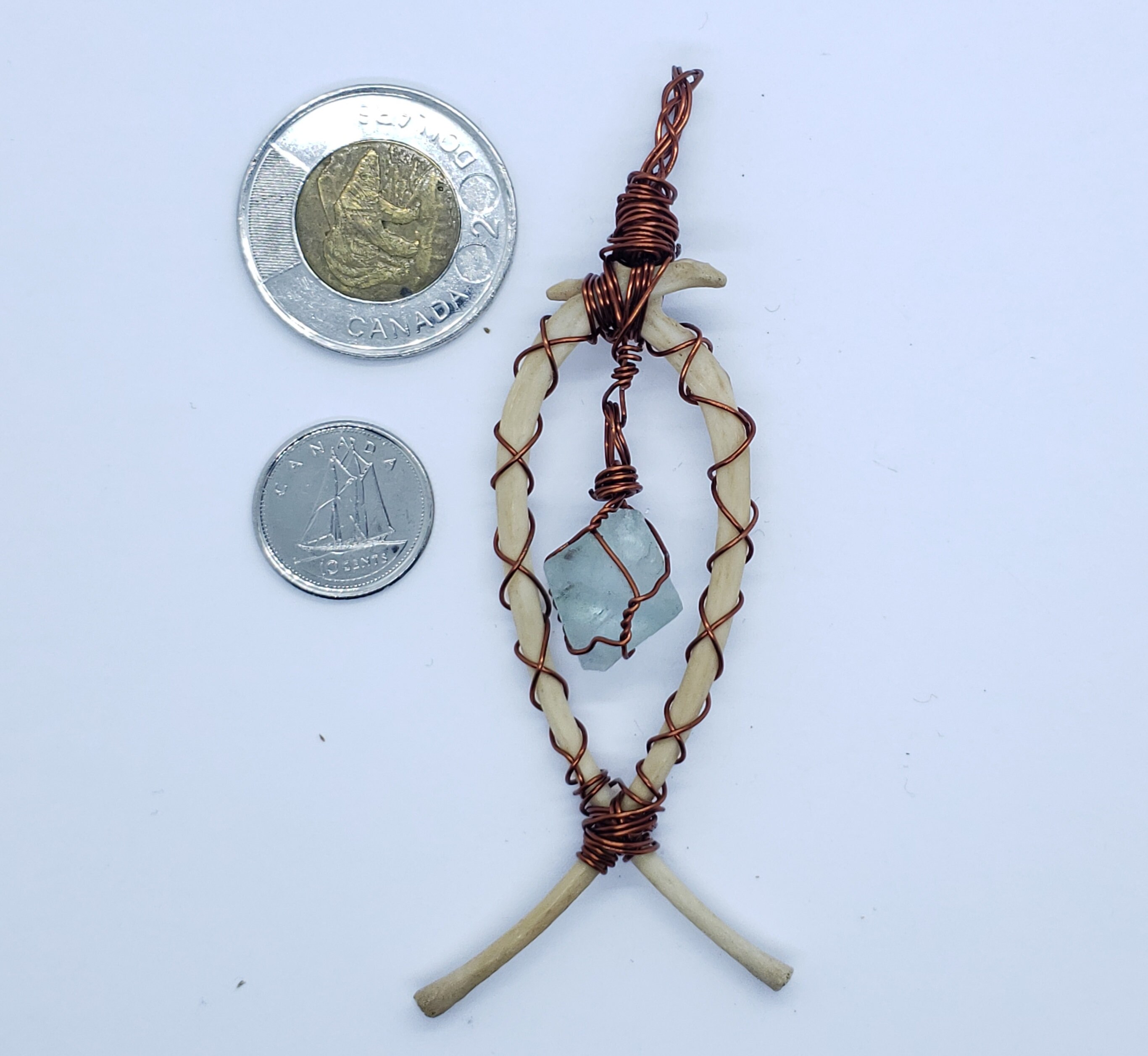 Fluorite and Raccoon Rib Bone Amulet Real Animal Bone and | Etsy