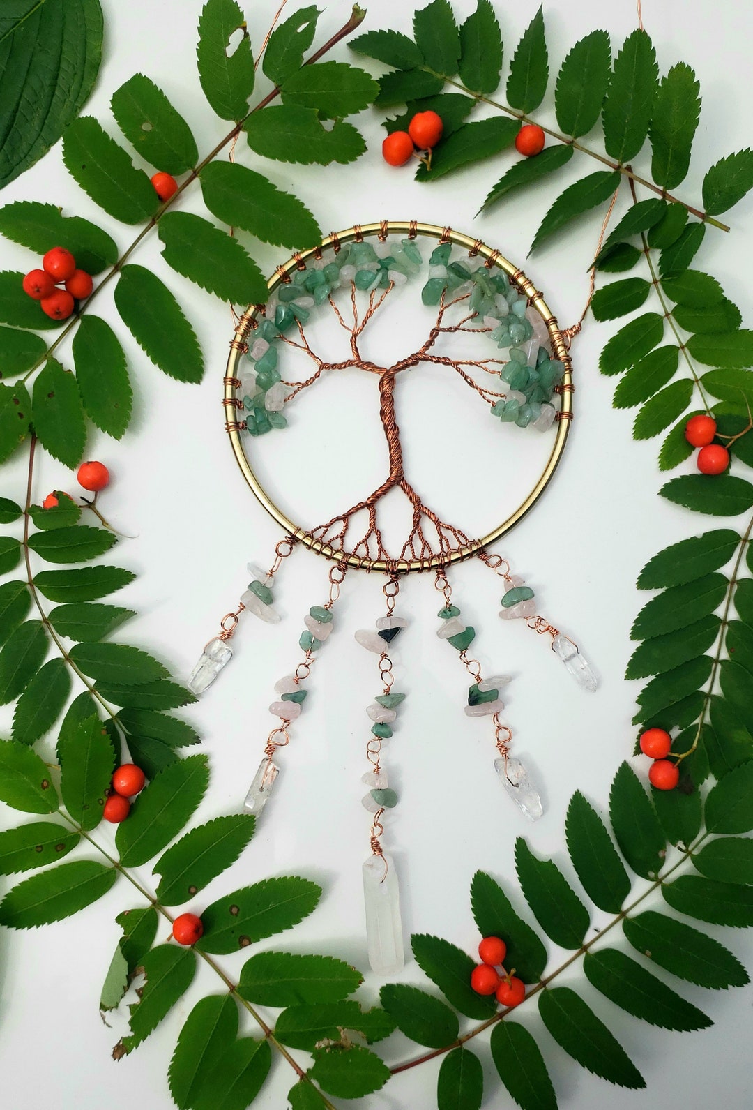 Tree of New Beginnings Large Size Green Aventurine and Rose Quartz Tree ...
