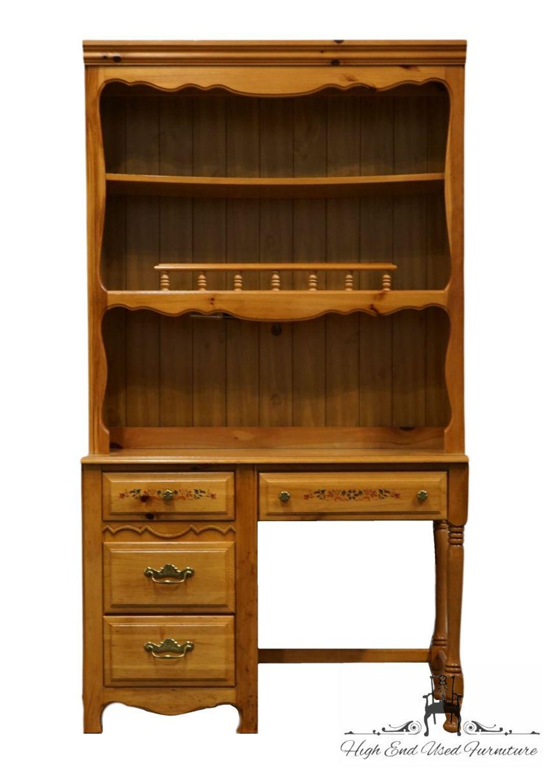 BROYHILL FURNITURE Solid Knotty Pine Country French 42" Writing Desk W ...