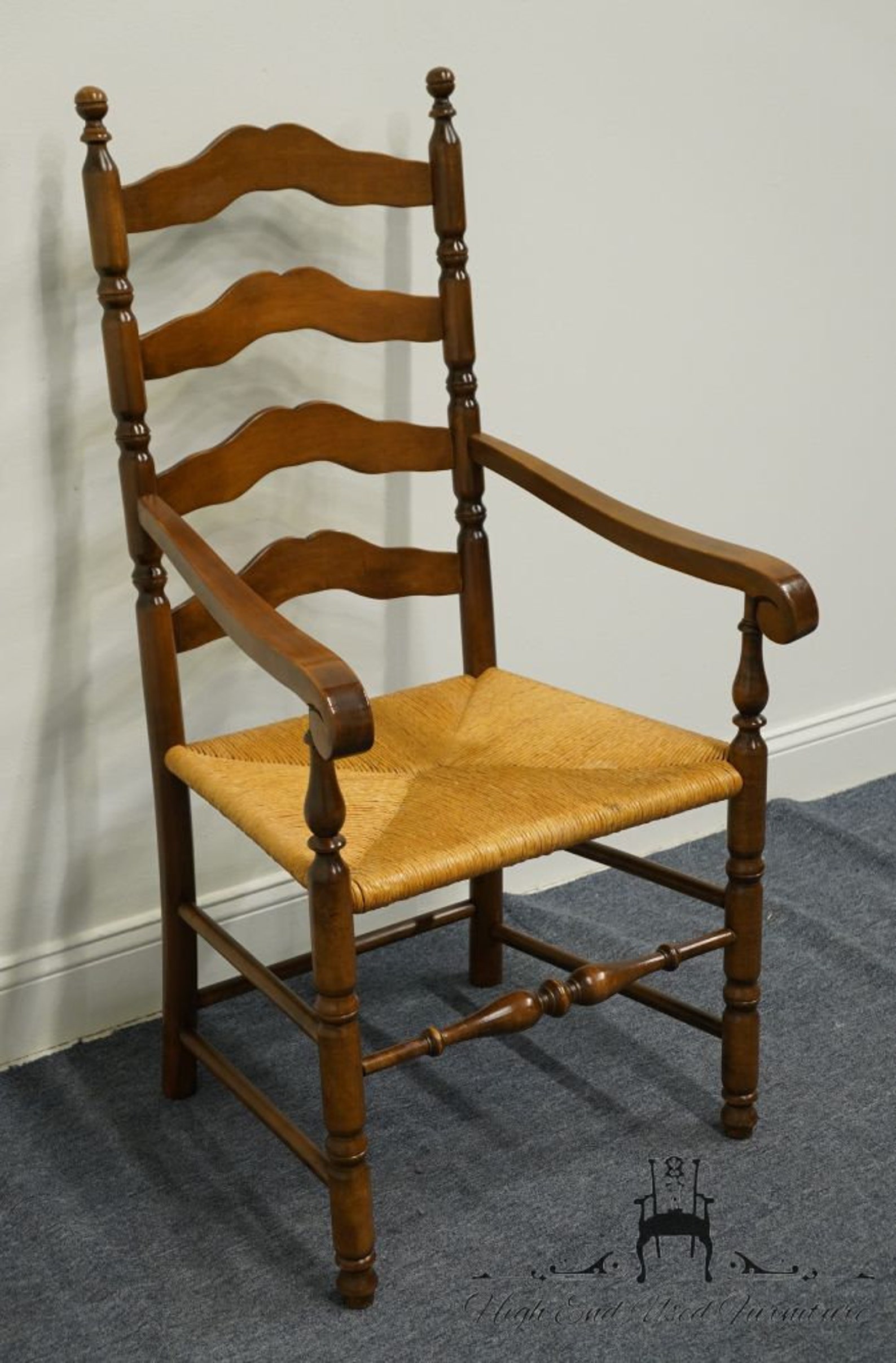 ETHAN ALLEN Heirloom Nutmeg Maple Colonial Early American Ladderback ...
