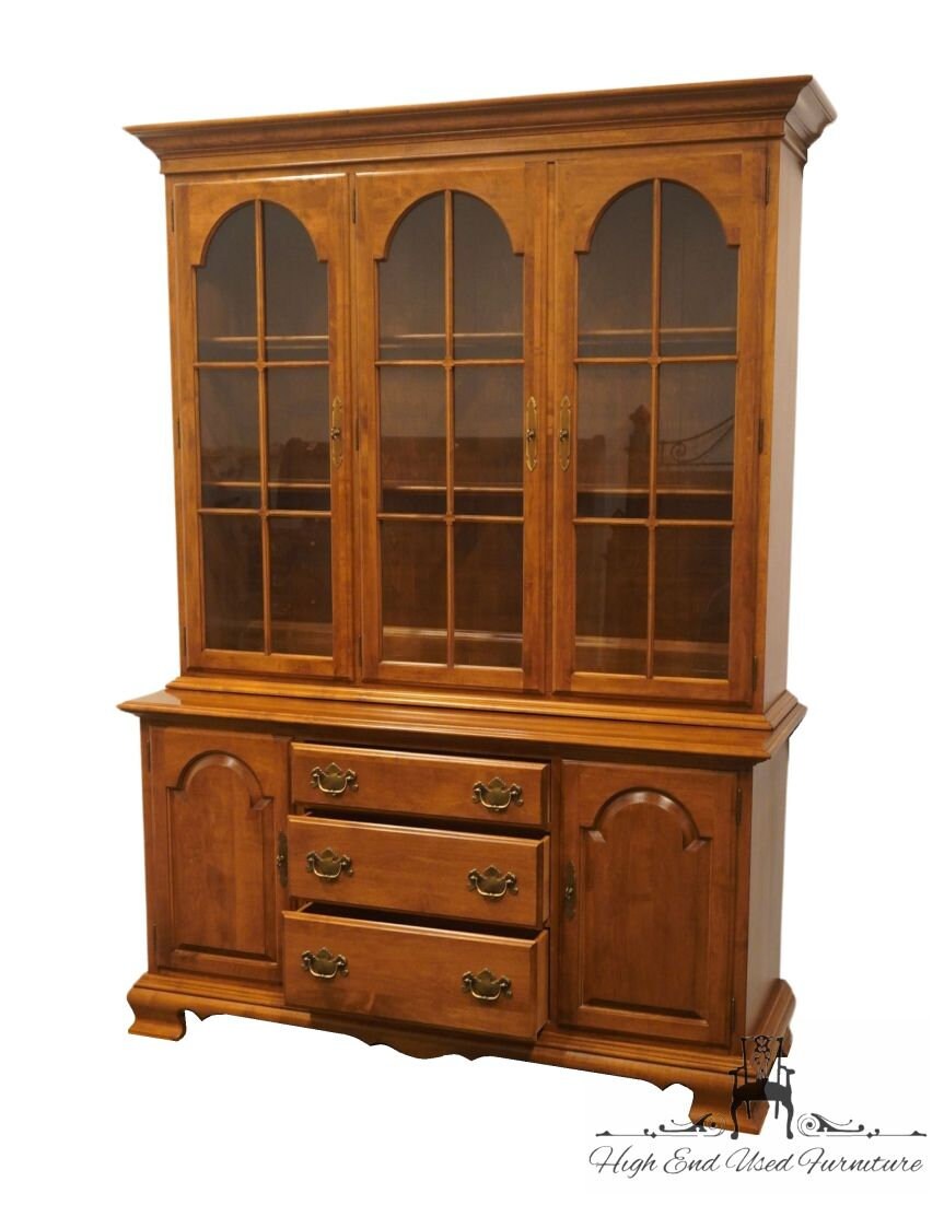 ETHAN ALLEN Heirloom Nutmeg Maple Colonial Early American 56 Buffet W. China Cabinet 10 6067 10 6069 Etsy