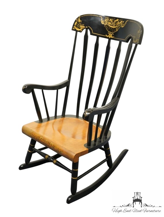 TELL CITY Solid Hard Rock Maple Black Hitchcock Style Rocker | Etsy