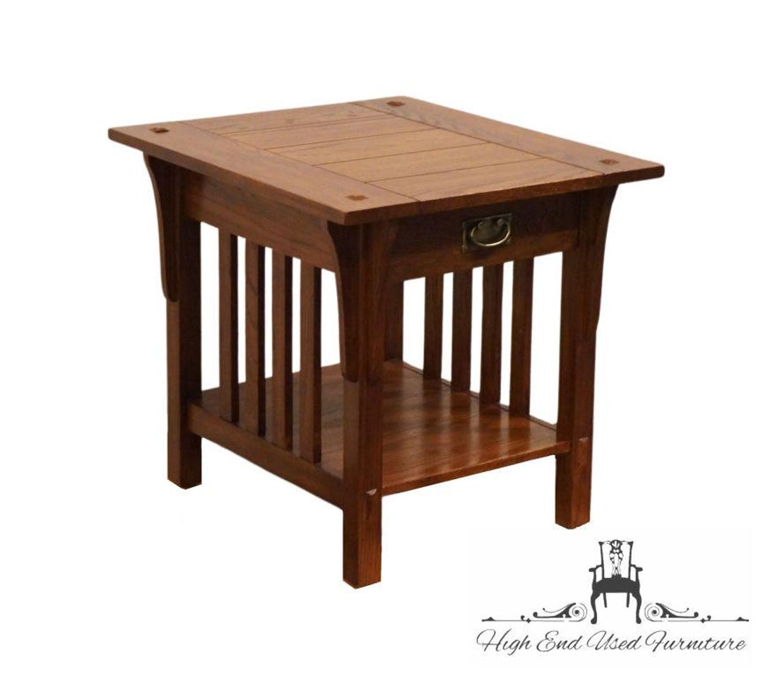 LEICK HOME Oak Craftsman Mission Style 24" Accent End Table - Etsy