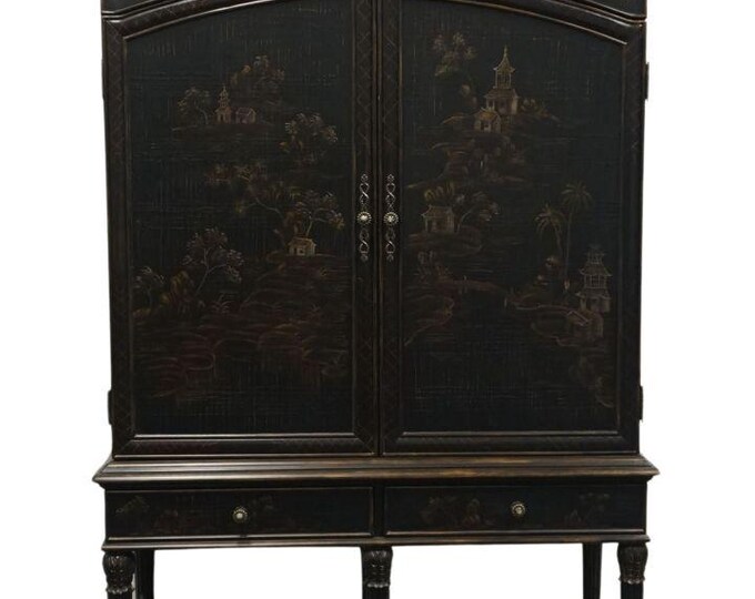 SCHNADIG Contemporary Modern Asian Inspired Black Hand Painted 52 ...