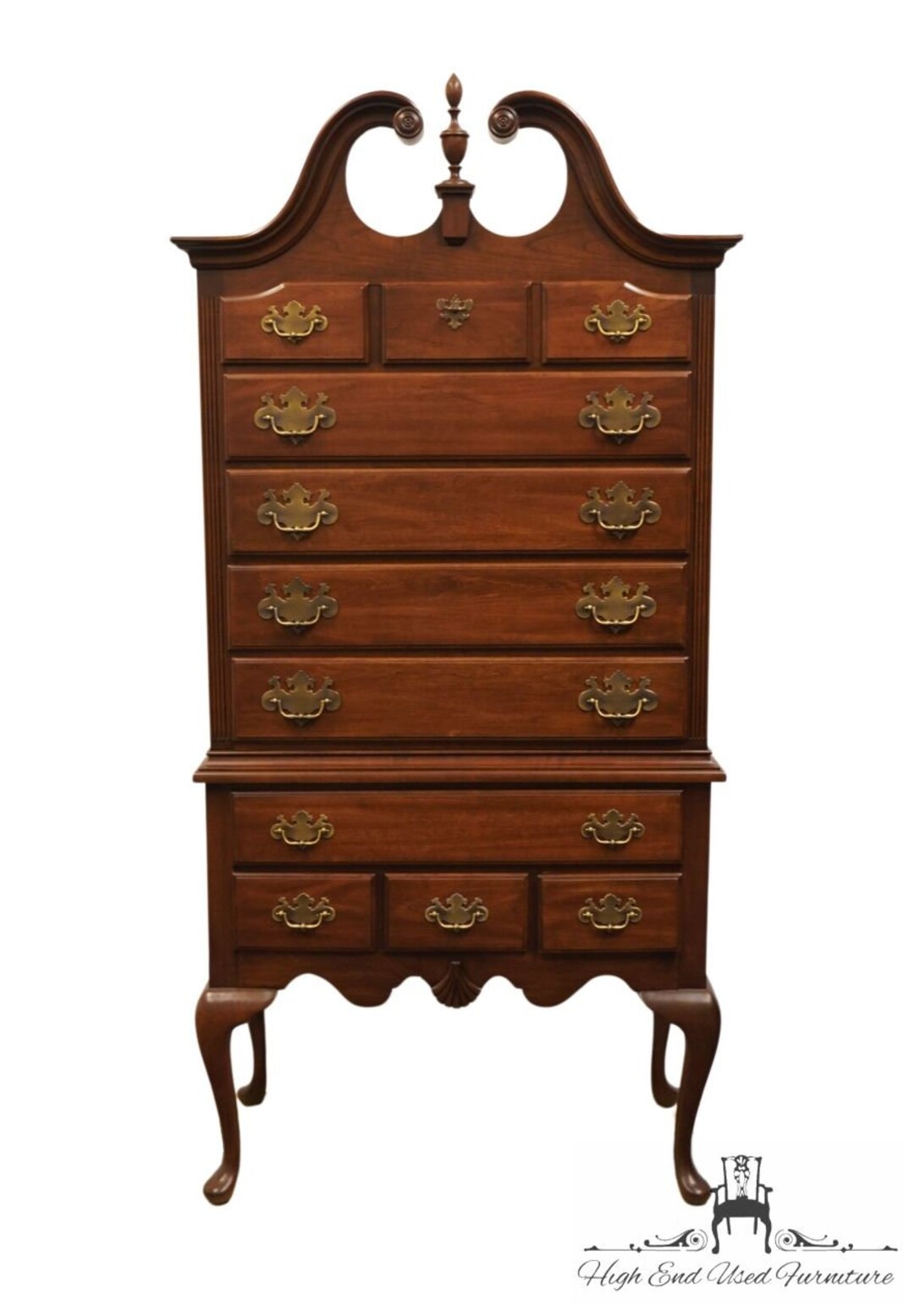 LINK TAYLOR Solid Cherry Traditional Style 36" Pediment Highboy Chest ...
