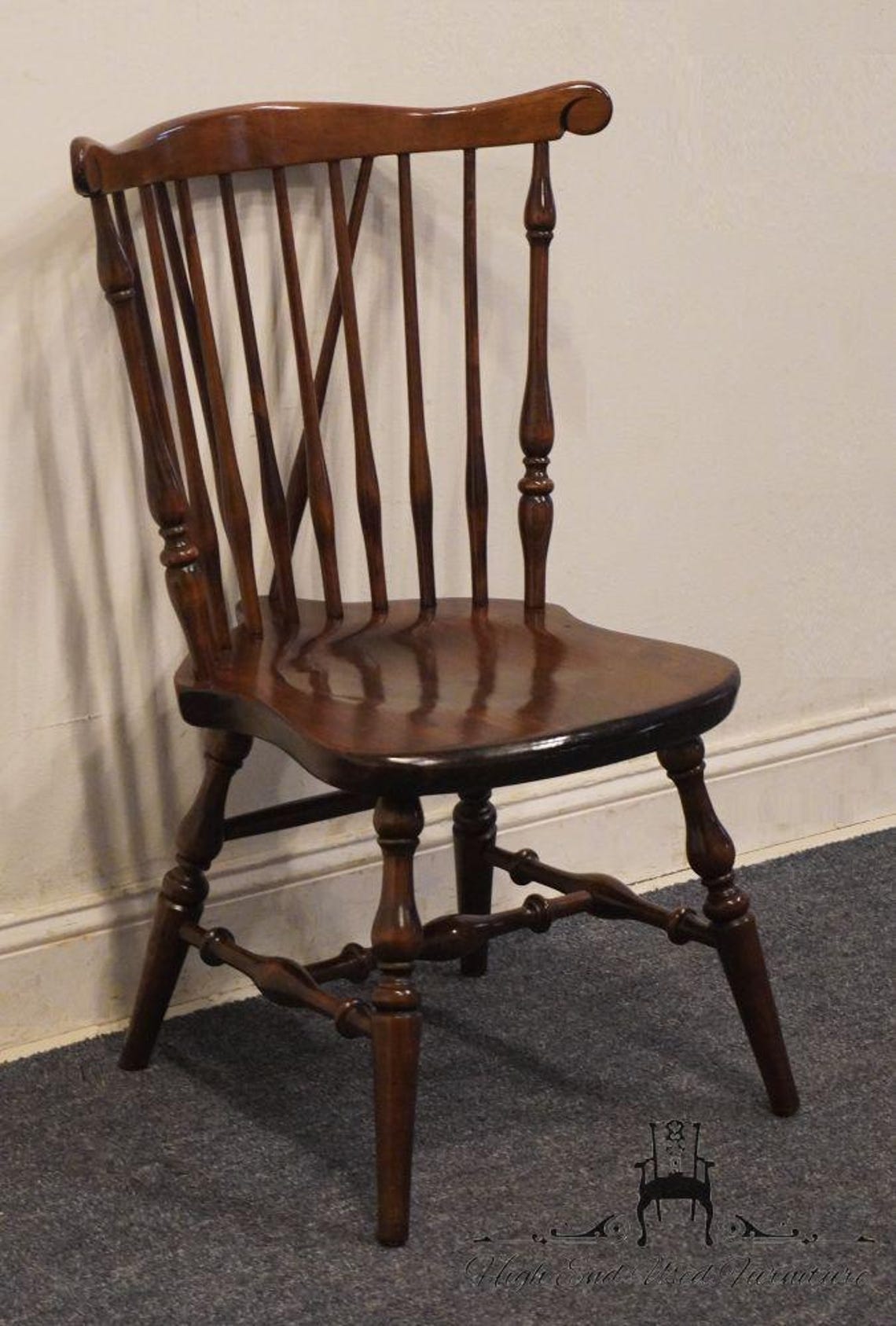ETHAN ALLEN Antiqued Pine Old Tavern Duxbury Fiddleback Dining Side ...