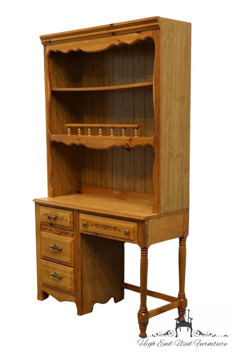 BROYHILL FURNITURE Solid Knotty Pine Country French 42" Writing Desk W ...