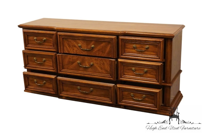 BASSETT FURNITURE Westmoor Oak Collection Rustic Country French 64 ...