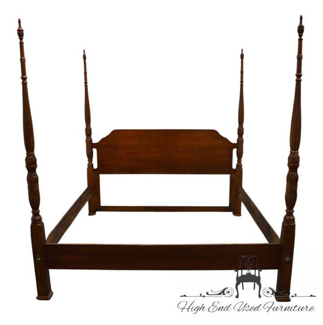 KELLER FURNITURE Solid Cherry Traditional Style King Size Rice Carved ...