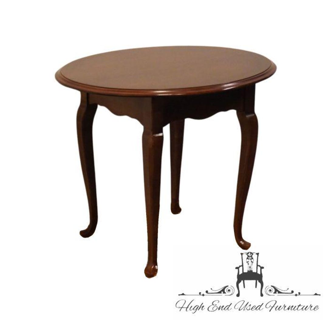 LANE FURNITURE Solid Banded Cherry Traditional Queen Anne Style 24 ...