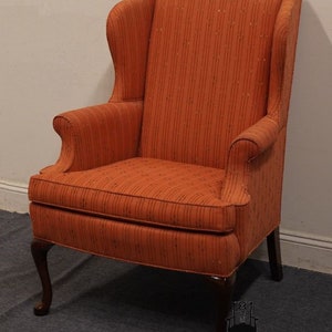 SHERRILL FURNITURE Traditional Striped Salmon Upholstered Accent ...