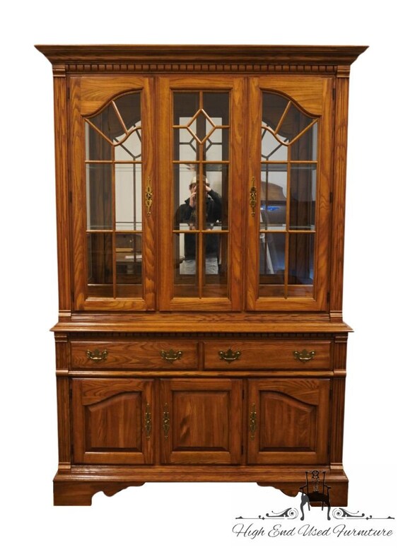 PENNSYLVANIA HOUSE Solid Oak Rustic Country Style 54 Buffet W. Lighted Display China Cabinet 23 3601 Etsy