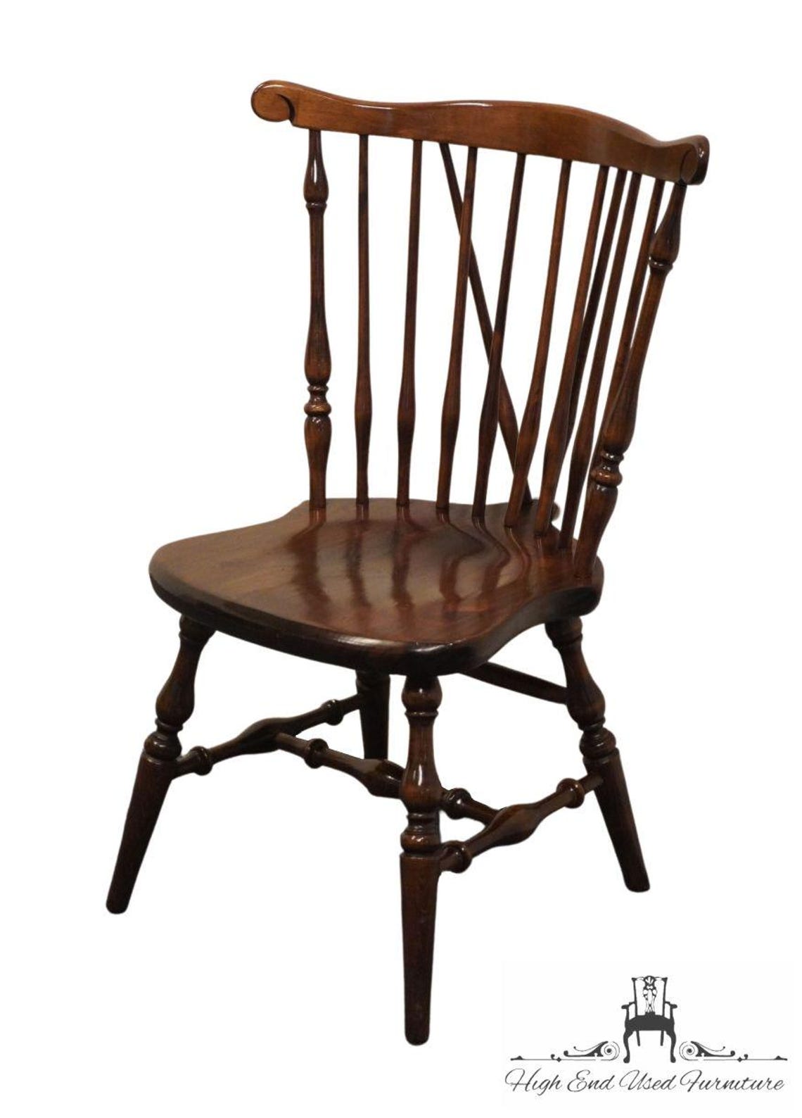 ETHAN ALLEN Antiqued Pine Old Tavern Duxbury Fiddleback Dining Side ...
