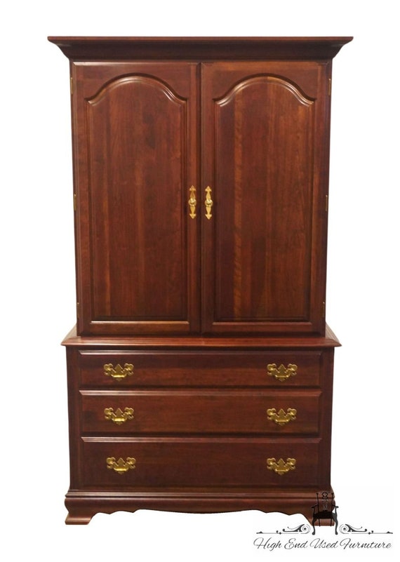 CRESENT FURNITURE Solid Cherry Traditional Style 41 Clothing Armoire Door Chest Etsy