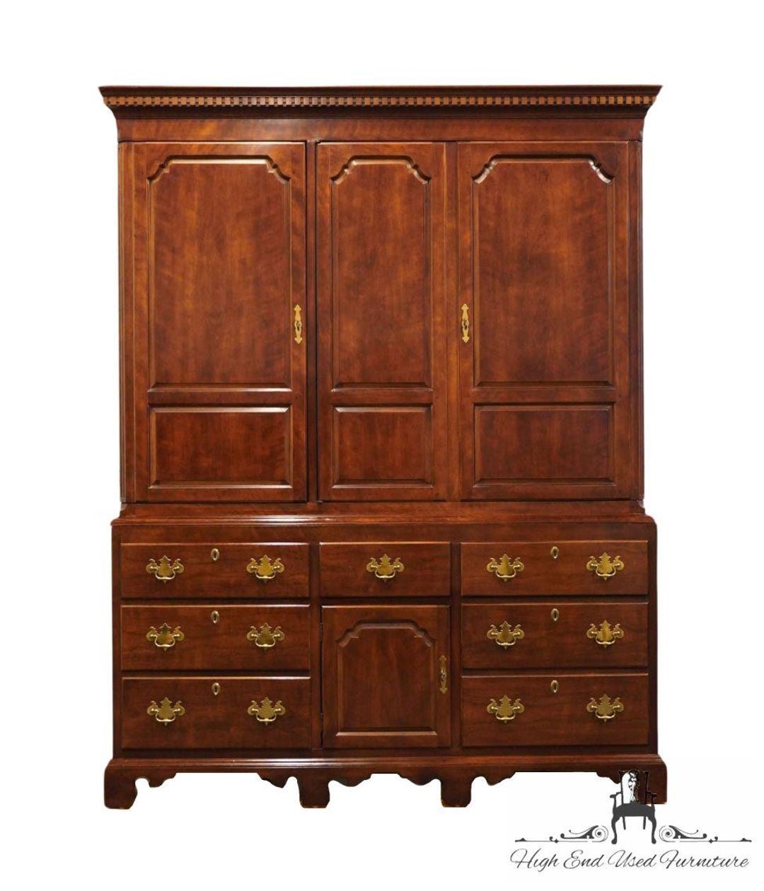 HENREDON Salem Collection Solid Cherry Traditional Chippendale Style 65 ...