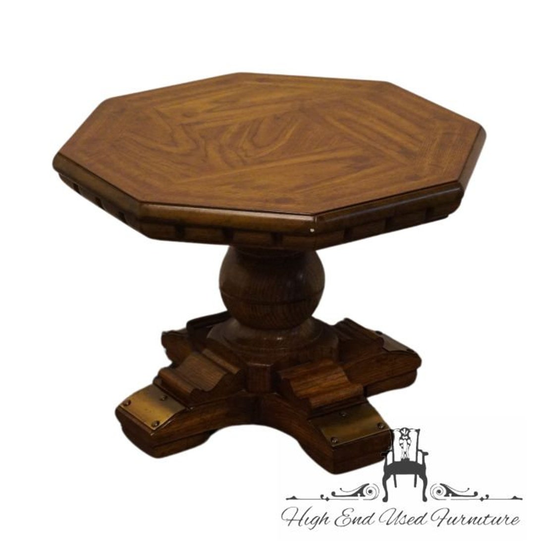 GORDON'S FURNITURE Banded Walnut Rustic European Style 21" Octagonal ...