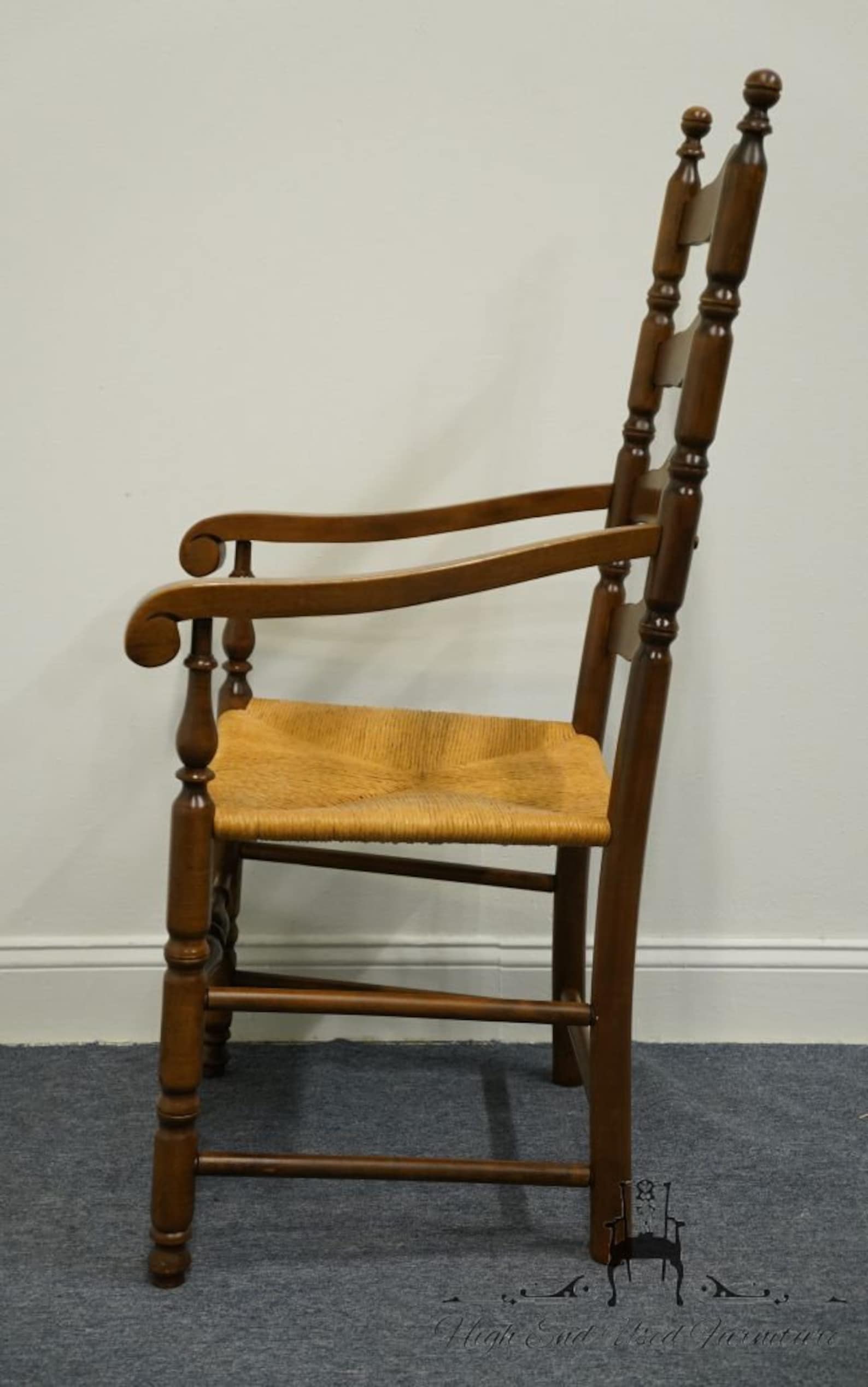 ETHAN ALLEN Heirloom Nutmeg Maple Colonial Early American Ladderback ...