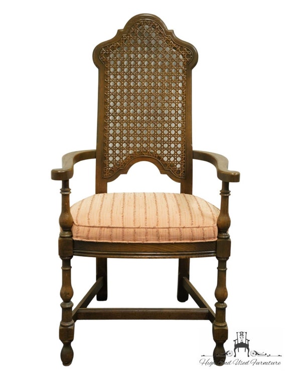 ANTIQUE VINTAGE Solid Walnut Rustic European Style Cane Back Dining Arm Chair Etsy