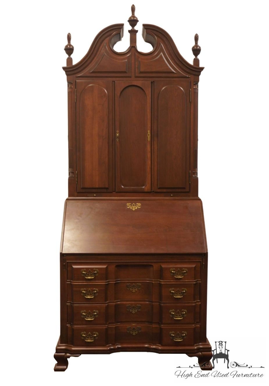 MADDOX Solid Mahogany Traditional Style 39 Blockfront Secretary Desk W. Pediment Cabinet Hutch 1102 Etsy